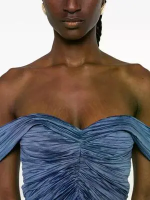 Cult Gaia Natalie Off-shoulder Pleated Midi Dress