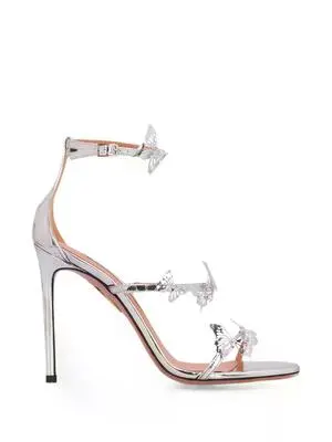 AQUAZZURA Butterfly Embellished Metallic Sandals - Silver