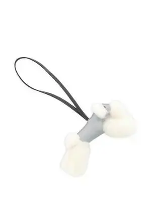 Hermès Lambskin Shearling Trimmed Dog Charm - Grey