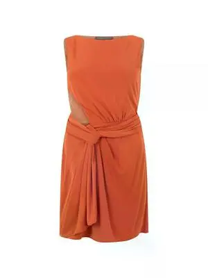 Alberta Ferretti Sleeveless Knot Detail Cut-out Mini Dress - Orange