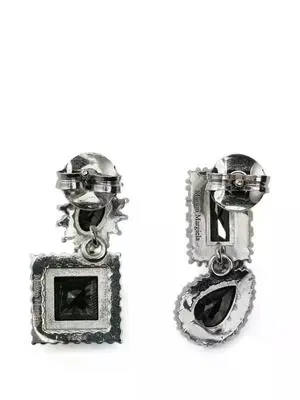 MAISON MARGIELA Mismatched Cluster Drop Earrings With Black Zirconia And Pavé Stones In Palladium-finished Brass