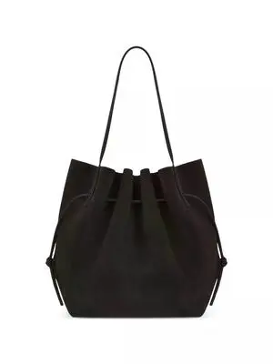 Yuzefi Scallop Draped Suede Shoulder Bag - Brown