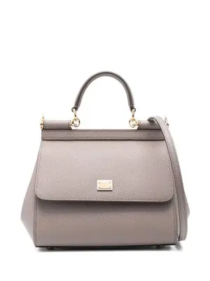 Dolce & Gabbana Sicily Medium Leather Handbag - Grey