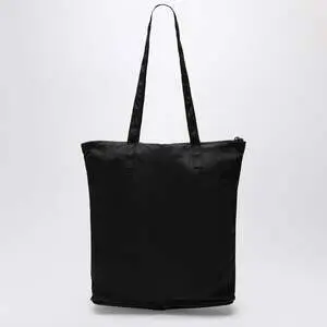 Prada Saffiano Leather Charm With Re-nylon Tote Bag - Black