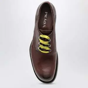 Prada Aged-effect Leather Lace-up Shoes