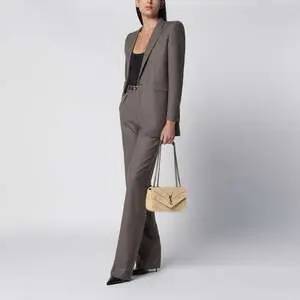 Saint Laurent Small Loulou Chevron Crochet Raffia Bag - Brown