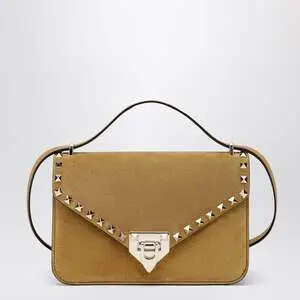 Valentino Garavani Rockstud Suede Crossbody Bag - Beige