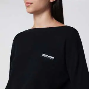 Miu Miu Virgin Wool Sweater With Logo Intarsia