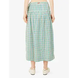 DAMSON MADDER Josie Checked Cotton Midi Skirt