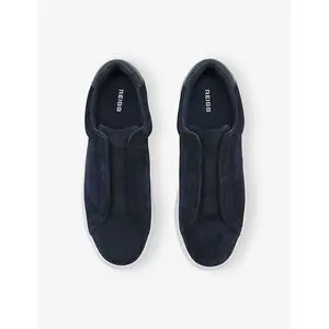 REISS Emil Suede Slip-on Trainers - Dark Navy
