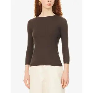 Vince 3/4 Sleeve Boat Neck Cashmere And Silk Blend Jumper