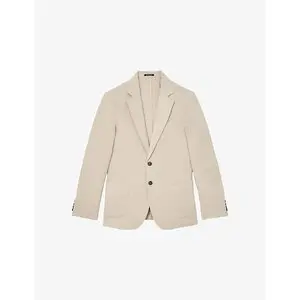 REISS Jason Single-breasted Stretch Cotton-blend Blazer - Stone