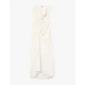 REISS Dorota Draped Cowl-neck Woven Midi Dress - Ivory
