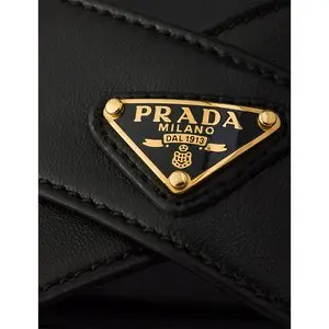 Prada Logo-plaque Platform Leather Heeled Sandals - Black