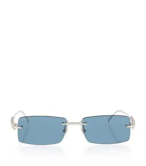 Cartier Clash De Rimless Rectangle Sunglasses - Silver