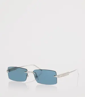 Cartier Clash De Rimless Rectangle Sunglasses - Silver