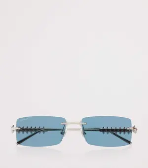 Cartier Clash De Rimless Rectangle Sunglasses - Silver