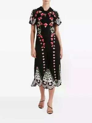 TEMPERLEY LONDON Rosalba Floral Embroidered Midi Dress - Black