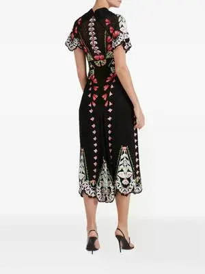 TEMPERLEY LONDON Rosalba Floral Embroidered Midi Dress - Black