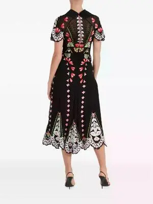 TEMPERLEY LONDON Rosalba Floral Embroidered Midi Dress - Black