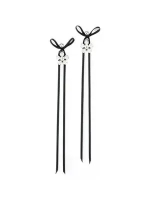 Simone Rocha Crystal Embellished Satin Bow Drop Earrings - Silver