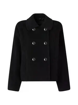 Pinko Double-breasted Wool Coat - Black