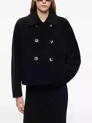 Pinko Double-breasted Wool Coat - Black