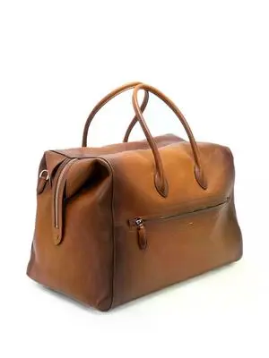 Santoni Grained Leather Holdall With Top Handles And Zip-fastening Pocket