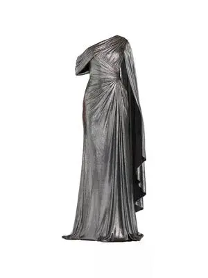 Tadashi Shoji One-shoulder Metallic Maxi Dress - Silver