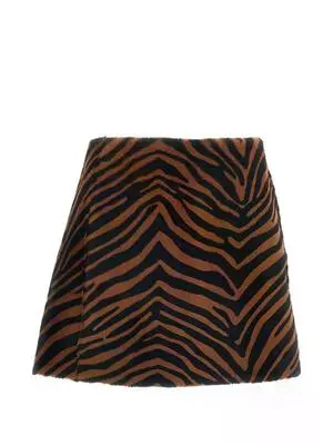 P.a.r.o.s.h Zebra-print Shearling Mini Skirt - Brown