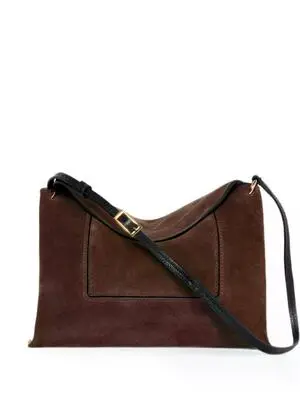 WANDLER Penelope Suede Shoulder Bag - Brown