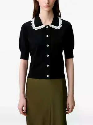 Claudie Pierlot Lace-trimmed Short-sleeve Cardigan