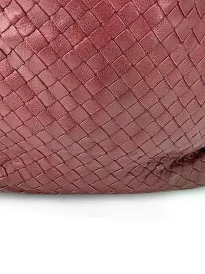 Bottega Veneta Burgundy Leather Intrecciato Handbag