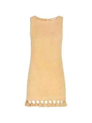 Cap D'antibes Manon Sleeveless Mini Dress With Tassel Trim - Neutrals