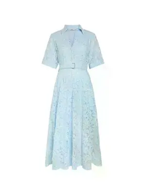 Simkhai Deanna Belted Lace Midi Dress - Blue