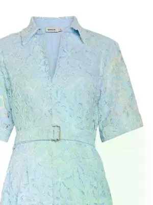 Simkhai Deanna Belted Lace Midi Dress - Blue