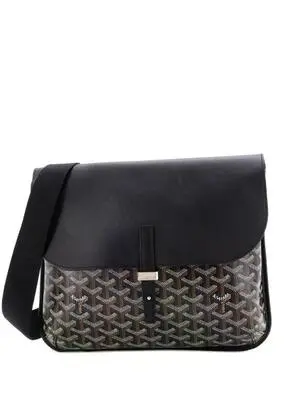 Goyard Coursier Messenger Bag In Coated Canvas And Leather - Black