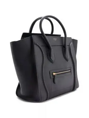 Celine Luggage Smooth Leather Mini Tote Bag - Black