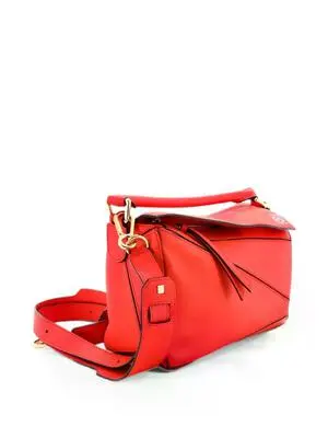 Loewe Puzzle Bag Leather Small Satchel - Red