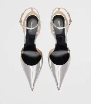 TOM FORD Metallic Leather Vertigo Mules 105