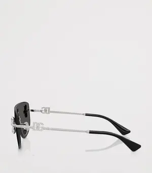 Dolce & Gabbana Crystal Embellished Visor Sunglasses - Silver