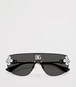 Dolce & Gabbana Crystal Embellished Visor Sunglasses - Silver