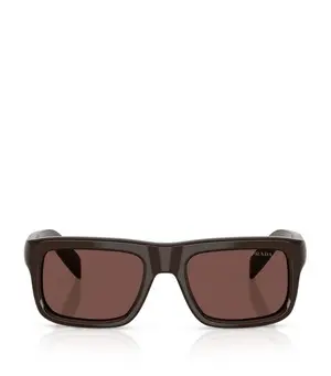 Prada Acetate Square Frame Sunglasses - Brown