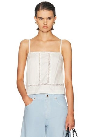 Staud Staud Corinna Lace Trimmed Top Ivory