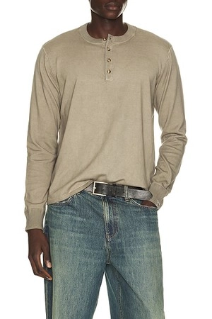 Rag & Bone Washed Supima Henley - Granite