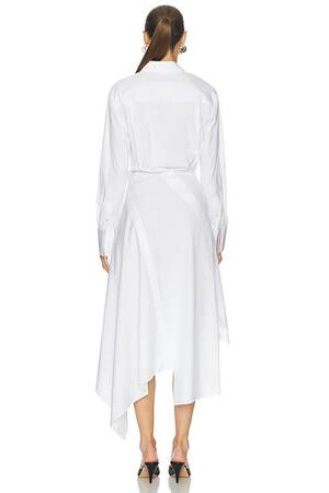 Monse Asymmetrical Lace Trim Shirt Dress