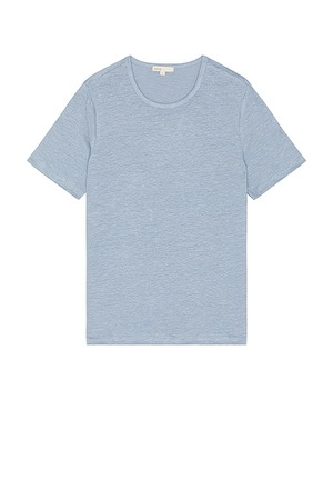Onia Stretch Linen Crewneck Tee Shirt - Soft Blue