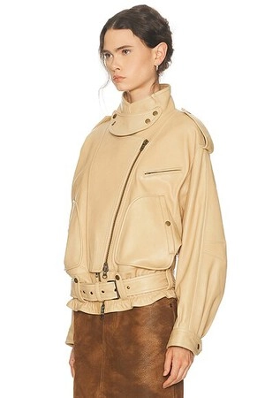 Isabel Marant Étoile Farza Leather Jacket - Beige