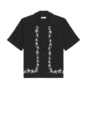 Commas Palm Embroidery Bowling Shirt