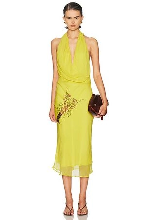 Staud Simona Sequined Graphic Dress - Citron